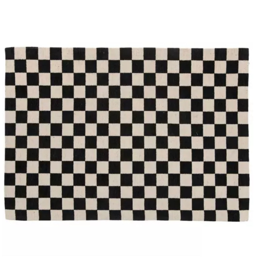 Black & White Checkered Layering Rug | The Doormat Company
