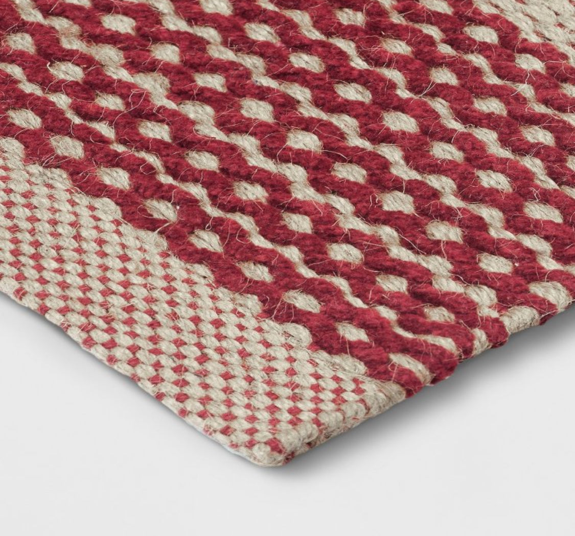 Red + Natural Jute Striped Layering Rug | The Doormat Company