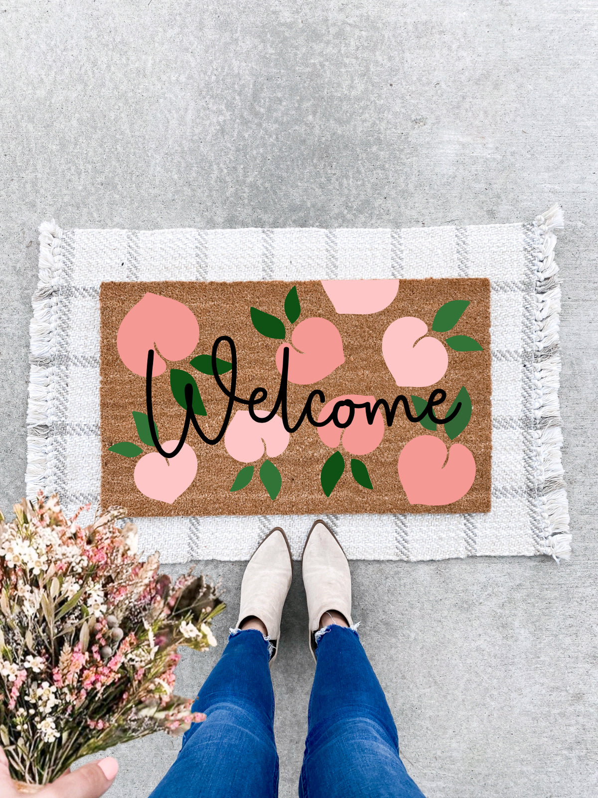 Welcome (Peach Pattern) | The Doormat Company